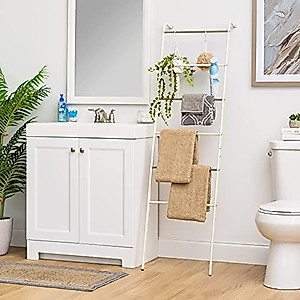 IRIS USA Clothing Rack, Blanket or Garment Ladder, Easy to Assemble, Standing Metal Sturdy Garment Rack, Small Space Storage Solution, Modern Versatile Design, Long-Term Durability, Ladder, White