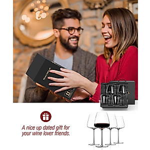 OJA Red Wine Glasses Set of 4, Large Burgundy Glasses-23 OZ, Hand Blown Crystal Glasses- Light, Clear, Best for Wine tasting, Birthday, Christmas, Anniversary