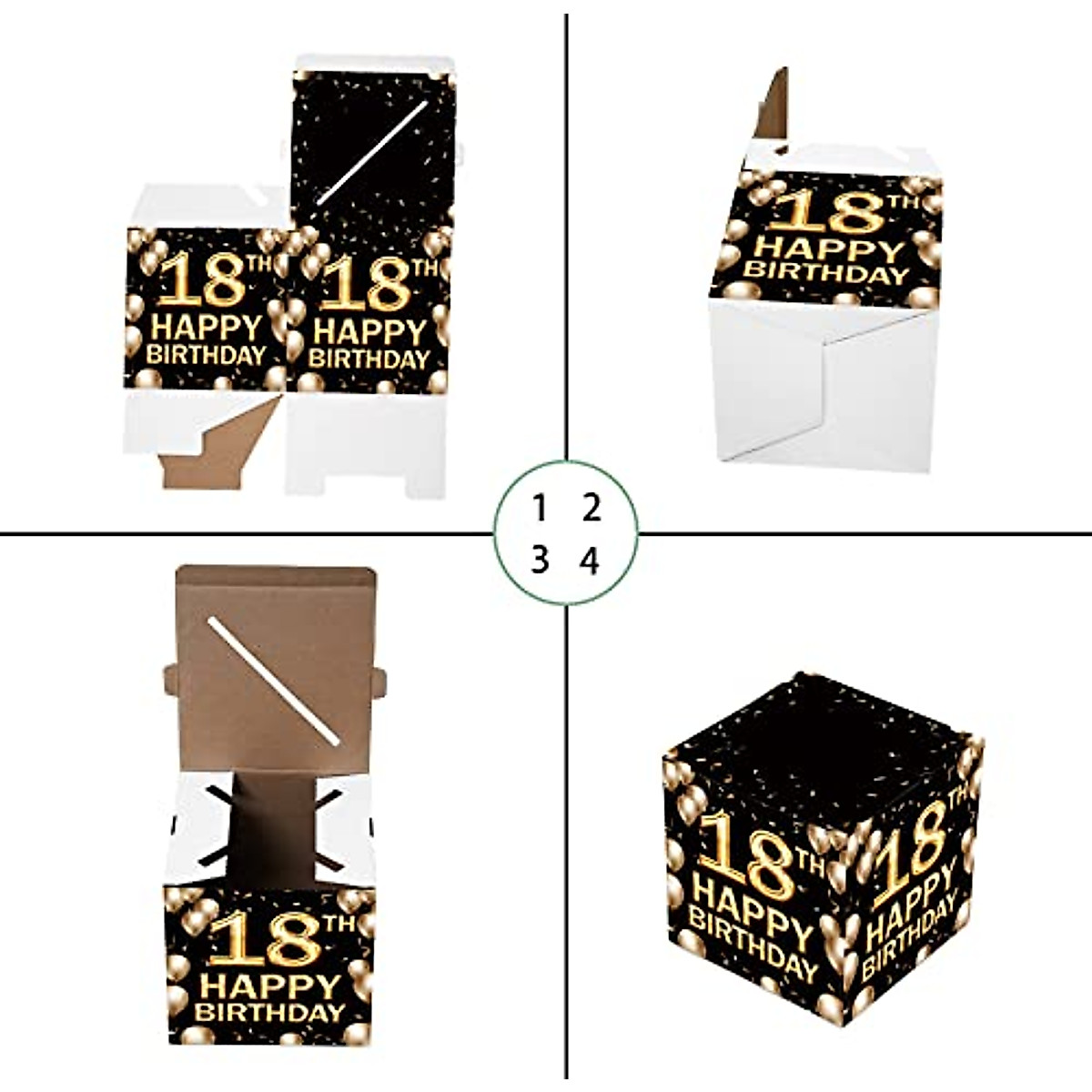 18th Birthday Card Box，Black And Gold Card Box for Birthday Party Decorations ，Party Supplies , Money Box -  1 PC (026 sr)