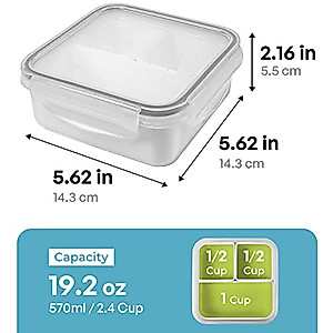 carrotez Food Storage Containers, 3 Compartment Portion Control Container, Snack Container for Adults, Microwave safe, BPA Free, Reusable, 2.4 Cup (570ml)