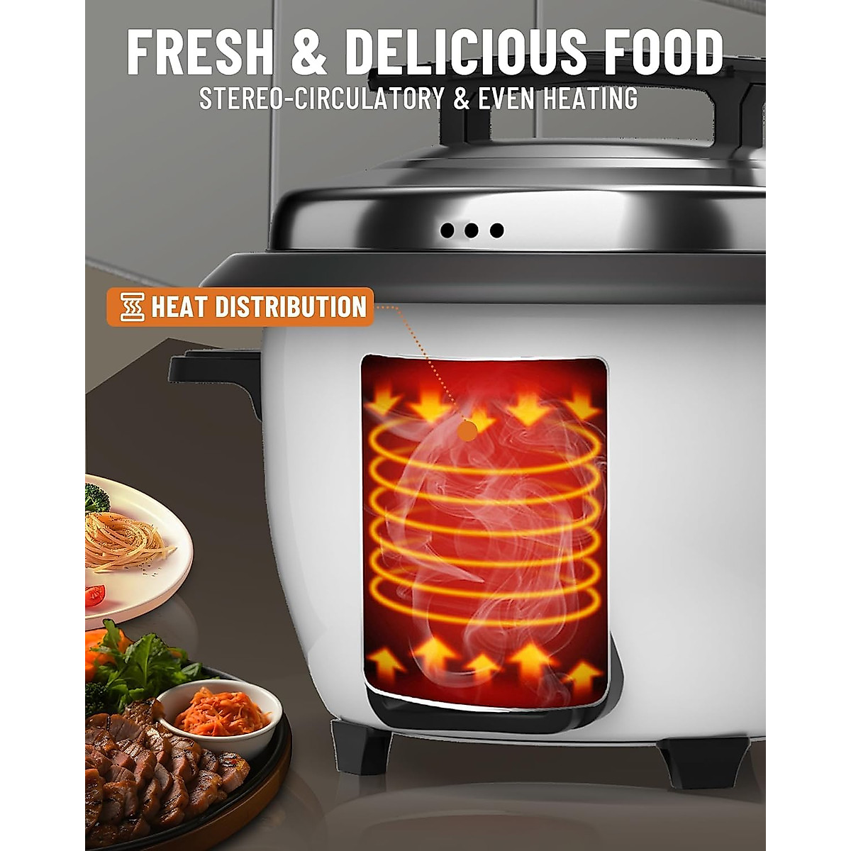 Wantjoin Rice cooker Stainless Rice Cooker & Warmer Commercial Rice cooker for party and family(10L capacity for 4.2L rice,42CUPS) White