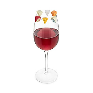 True Zoo Cheese Wine Glass Markers and Drink Glass Charms - Wine Accessories - Multi Color Wine Charm Sets of 6