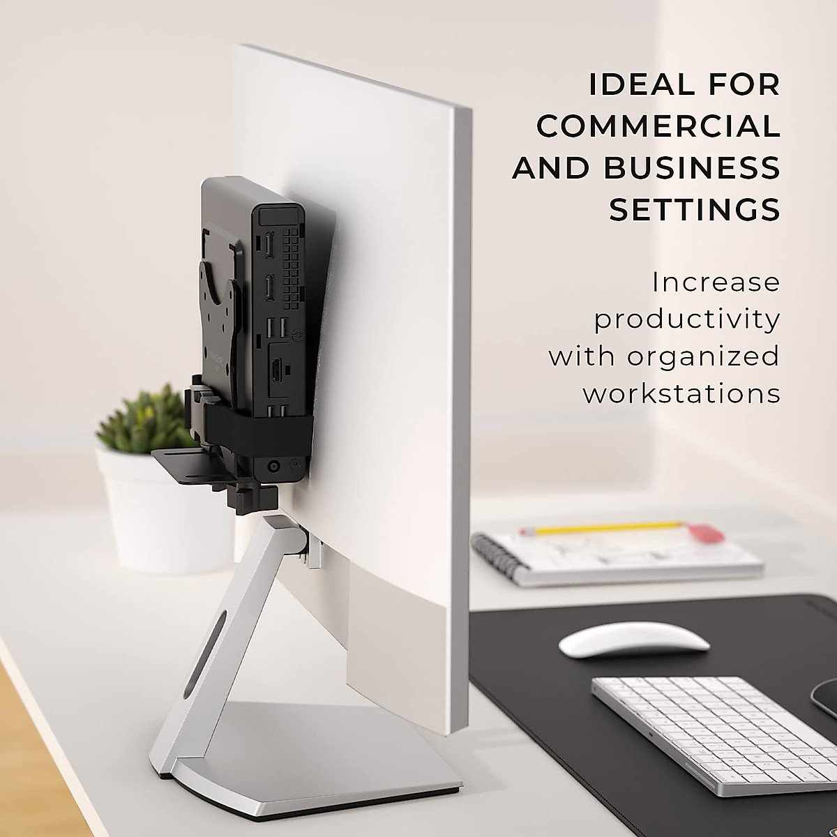 HumanCentric Thin Client Mount Bracket, Mount a Mini PC or Computer to a VESA Monitor Arm or Stand, Pole, or Under Desk or Surface