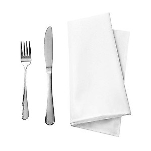 Ascoza 25pcs Polyester Cloth Napkins - 20 x 20 inch White Dinner Washable Napkins with Hemmed Edges for Restaurant/Wedding/Hotel(25,White)