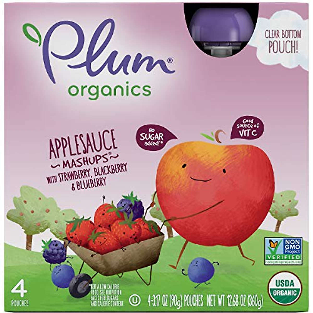 Plum Organics Mashups, Organic Kids Applesauce, Strawberry Blackberry & Blueberry, 3.17 Ounce Pouch, 4 Count