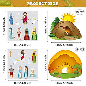 Civaner Make an Easter He Lives Sticker Scenes Religious Easter Stickers Craft Kit for Kids Resurrection Stickers Tree Ornaments Office Christian Jesus Stickers He is Risen Hanging DIY Art(16 Sets)