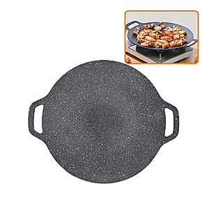 Korean BBQ Grill Pan, Aluminum Non Stick Korean Grill Pan, High Heat Conductivity Griddle Pan for Barbecue, Camping and Other Outdoor Activities (30cm)