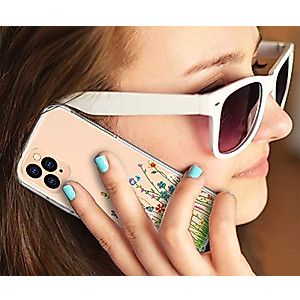 FIRMGE for iPhone 11 Pro Max Case, with 2 x Tempered Glass Screen Protector 360 Full-Body Coverage Hard PC TPU Silicone 3 in 1 Military Grade Shockproof Floral Phone Protective Cover- Clear Flower 01