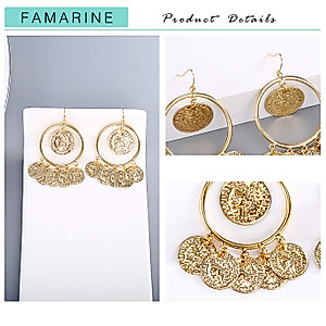 Vintage Tribal Chandelier Portrait Coins Drop Dangle Earrings for Women Costume Jewelry Gold