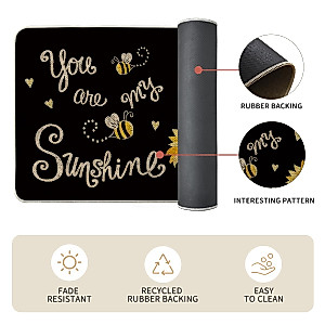 Artoid Mode Bee Sunflower Spring Kitchen Mats Set of 2, Summer You are My Sunshine Home Decor Low-Profile Kitchen Rugs for Floor - 17x29 and 17x47 Inch