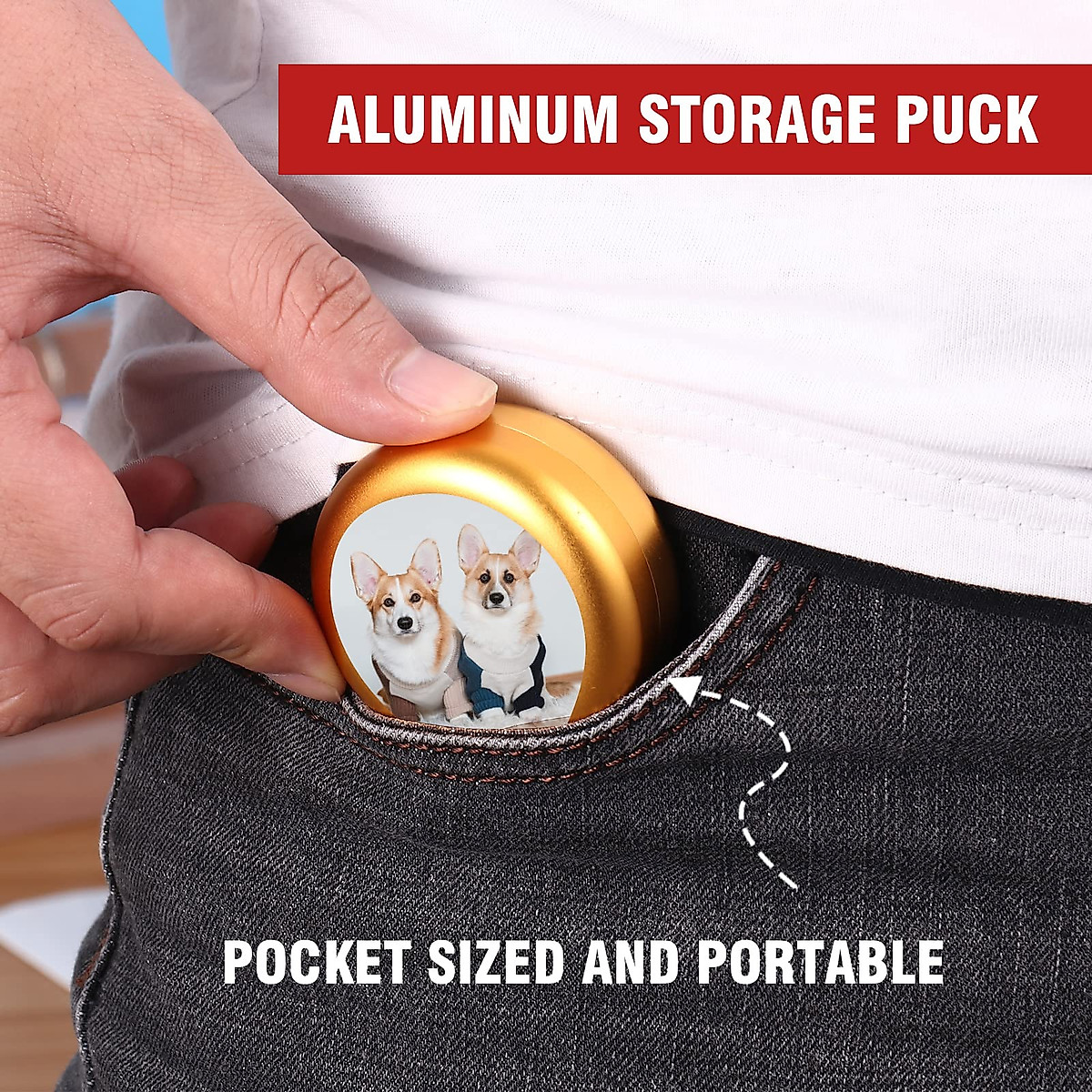 NGTSFLY Personalized Herb Storage Container in Sturdy, Pocket Storage Case Container Smell Proof and Air Tight - Portable, Perfect Jar to Stash in Your Pocket, No Smell Container (Black/Photo)