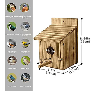 Wood Bird Houses for Outside with Pole Wooden Bird House for Finch Bluebird Cardinals Hanging Birdhouse Clearance Garden Country Cottages