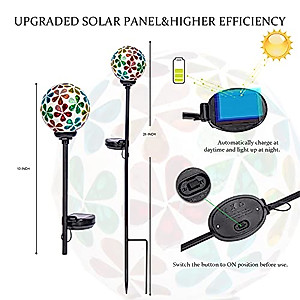 VCUTEKA Solar Garden Lights - Mosaic Solar Lights Outdoor Decor Pathway Light Waterpoof LED Stake Light for Landscape Lawn Patio Yard Decoration (Multicolor) 1 Pack