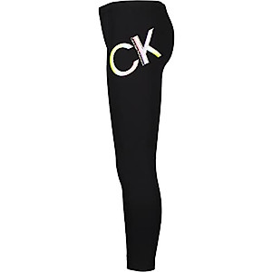 Calvin Klein Girls' Performance Stretch Legacy Legging, Black Solar, 8-10