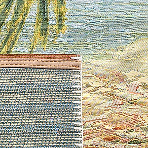 SAFAVIEH Barbados Collection Accent Rug - 4' x 6', Gold & Blue, Tropical Beach Design, Non-Shedding & Easy Care, Indoor/Outdoor & Washable-Ideal for Patio, Backyard, Mudroom (BAR515A)