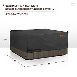 ULTCOVER Smart Selection Outdoor Hot Tub Hard Cover Protector Waterproof Square SPA Cover Cap 85 inch, Black