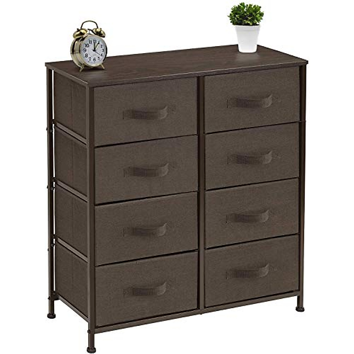 Sorbus Dresser with 8 Drawers - Furniture Storage Chest Tower Unit for Bedroom, Hallway, Closet, Office Organization - Steel Frame, Wood Top, Easy Pull Fabric Bins (Brown)