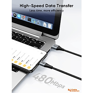 CableCreation Short USB to USB C Cable 0.8ft, USB C Charger Cable Braided for Car Carplay, Galaxy S23 S23+ S22+ S22 S21 S20 Note 20, MacBook, iPad Mini 6, iPad Pro 2020, 0.2m