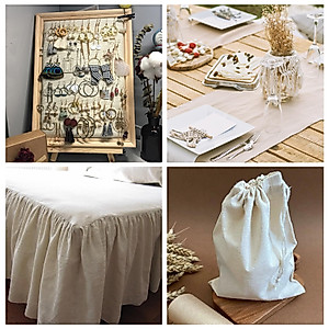 Nature Linen Needlework Fabric 100% Cotton Muslin Fabric, 63x19 Inch Plain Solid Colour Linen Fabric Cloth Cotton Fabric Bleached Natural Unbleached for Sewing Clothing and Handicraft Production