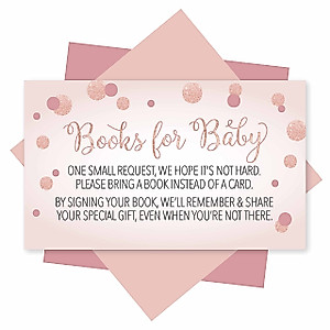 25 Blush Rose Gold Girl Oh Baby Shower Invitations, 25 Books For Baby Shower Request Cards, 25 Baby Shower Diaper Raffle Tickets For Baby Shower Girl, Cute Shabby Chic Write in Diaper Raffle Cards