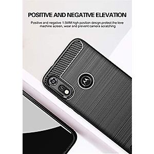 M MAIKEZI Moto E Phone case,Motorola E case,with HD Screen Protector, Soft TPU Slim Fashion Non-Slip Protective Phone Case Cover for Motorola Moto E (2020)(Black Brushed TPU)