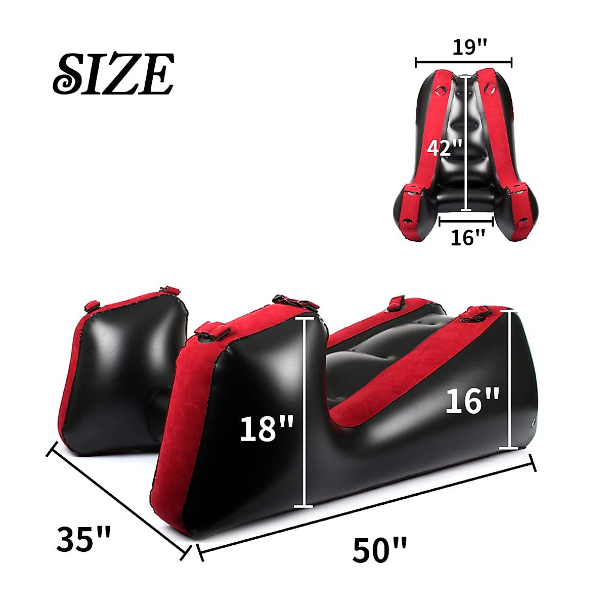 PLKO Inflatable Sofa Bed, Inflatable Sofa with Household Air Pump, Portable Lounge Chair, Relaxation Tools for Bedroom (Red)