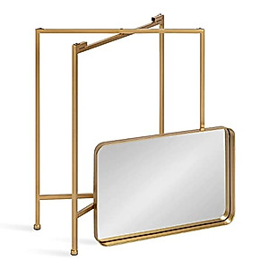Kate and Laurel Celia Modern Mirrored Tray Side Table, 18 x 12 x 26, Gold, Foldable Rectangular End Table for Storage and Display