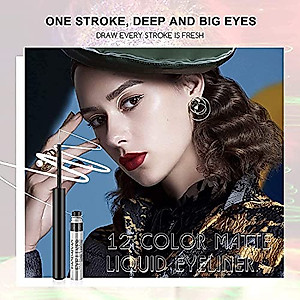 Luxsea Matte Colorful Liquid Eyeliner Set 12 Colors Waterproof Long Lasting Eyeliner Set Professional High Pigmented Makeup Set for Women Girls
