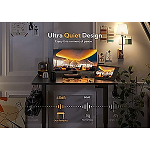 Claiks Electric Standing Desk, Adjustable Height Stand up Desk, 55x24 Inches Sit Stand Home Office Desk with Splice Board, Black Frame/Black Top