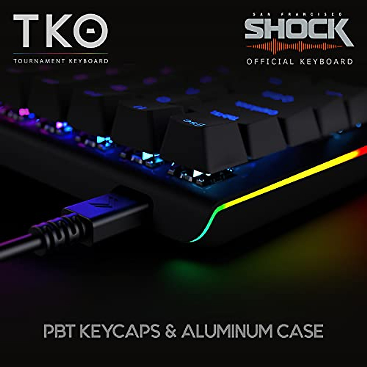 KINESIS Gaming TKO Mechanical Keyboard | Linear Red Switches | 60% Layout | Split Spacebar | Hotswap | PBT Keycaps | Aluminum Body | SF Shock Limited Edition Travel Case