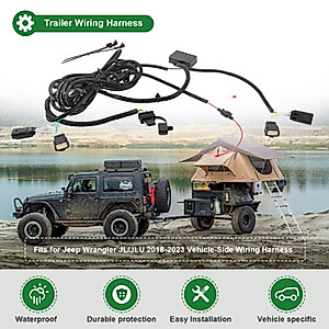 Trailer Wiring Harness Kit 4-Pin Fits for Jeep Wrangler JL/JLU 2018-2023 Vehicle-Side Wiring Harness