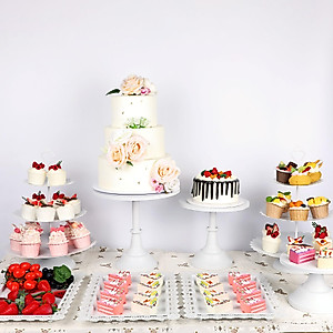 tchrules Cake Stands Set,Metal Dessert Table Display Stands, Tiered Cupcake Holder with Dessert Trays, Round Cake Stand Serving Plate for Party Wedding Birthday Celebration (White)