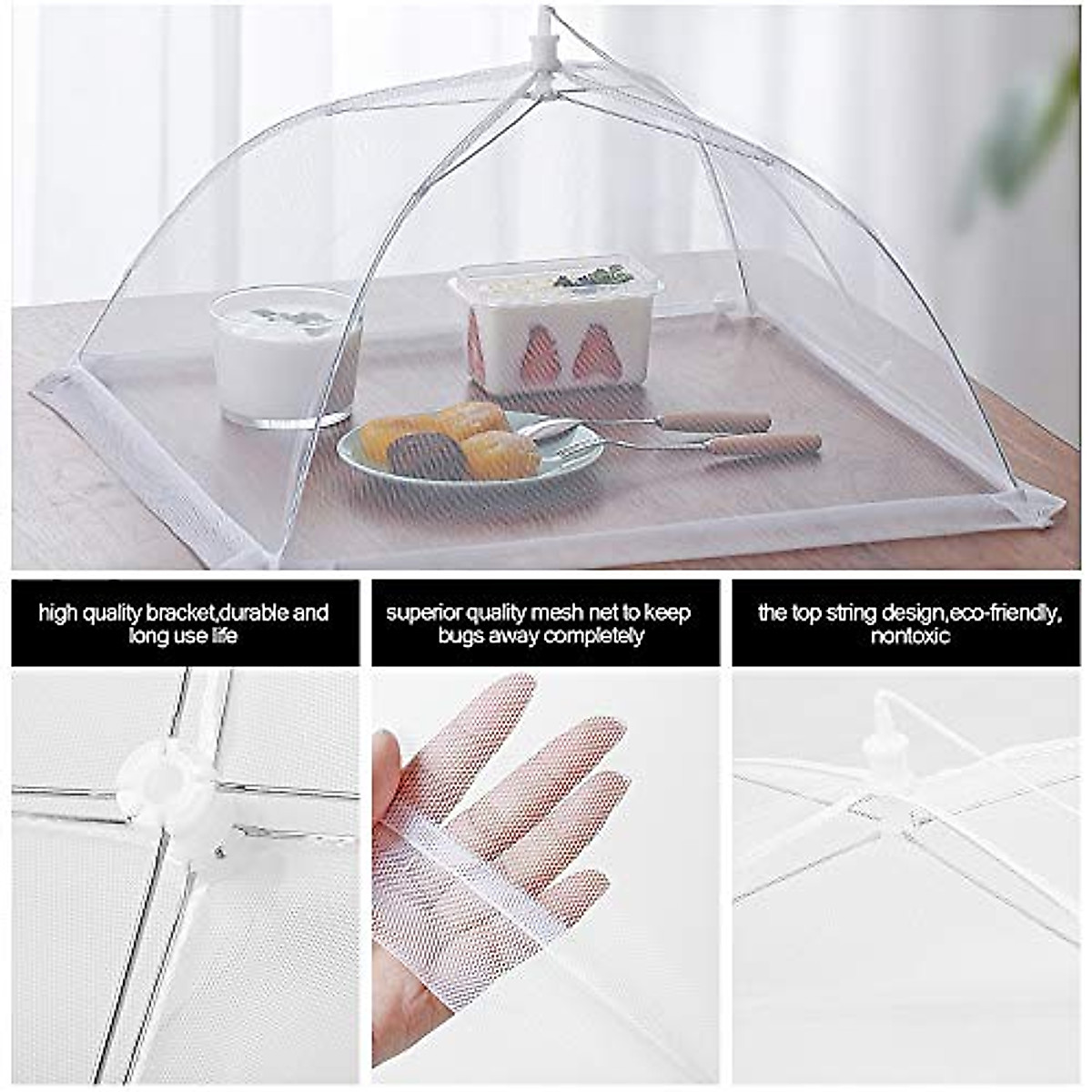 Pop-Up Mesh Screen Food Cover Tent Umbrella, SPANLA 8 Pack Food Cover Net for Outdoors, Screen Tents, Parties Picnics, BBQs, Reusable and Collapsible Reusable and Collapsible,17 Inches