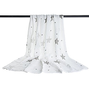 Kinsard Muslin Swaddle Blankets, 100% Cotton Soft and Breathable Swaddling Receiving Blanket, Great For Gift Giving And Baby Shower, Large Baby Swaddles For Easy Wrap, 47 x 47 Inches, (Grey)