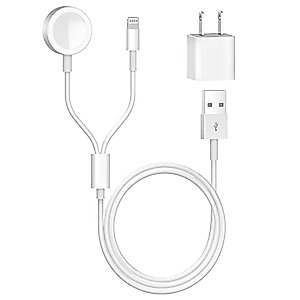[Apple MFi Certified] 2 in 1 iPhone and Watch Charger 6.6 FT Fast iWatch Charging Cable with USB Wall Charger Travel Plug for Apple Watch Series 8/7/6/SE/5/4/3/2/1/Ultra & iPhone 14/13/12/Pro/Max/XR/X