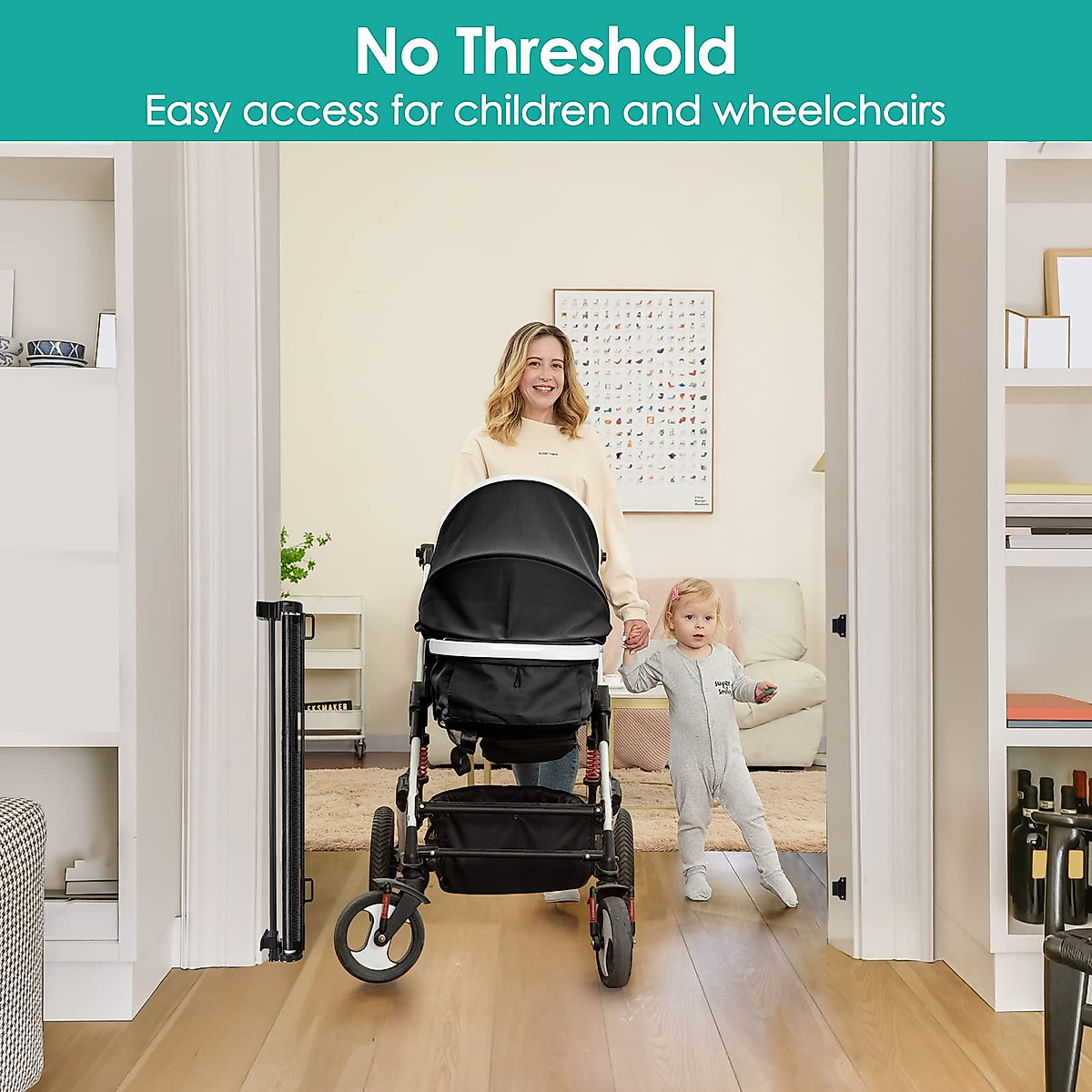 200 Inch Extra Large Baby Gate Retractable Baby Gates Extra Wide Baby Gate for Dogs Indoor Extra Long Retractable Dog Gate Mesh Baby Gate for Stairs Safety Gates for Kids Child Gates for Doorways