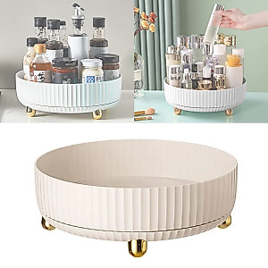 Rotating Storage Rack, Lazy Susan Organizer Rotating Spice Rack Turntable Cabinet Organizer Kitchen Storage Cosmetic Makeup Organizers Pantry Refrigerator Countertop Organization (Large, White)