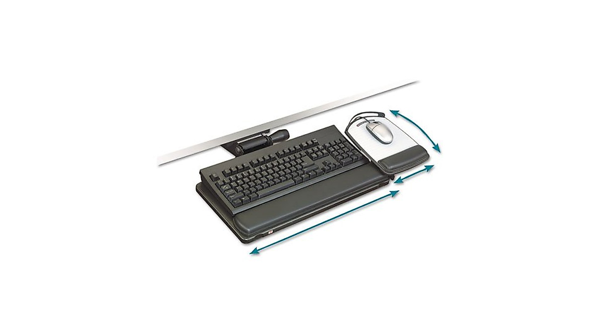 3M Adjustable Keyboard Tray with Swivel | Ergonomic 23-inch Track