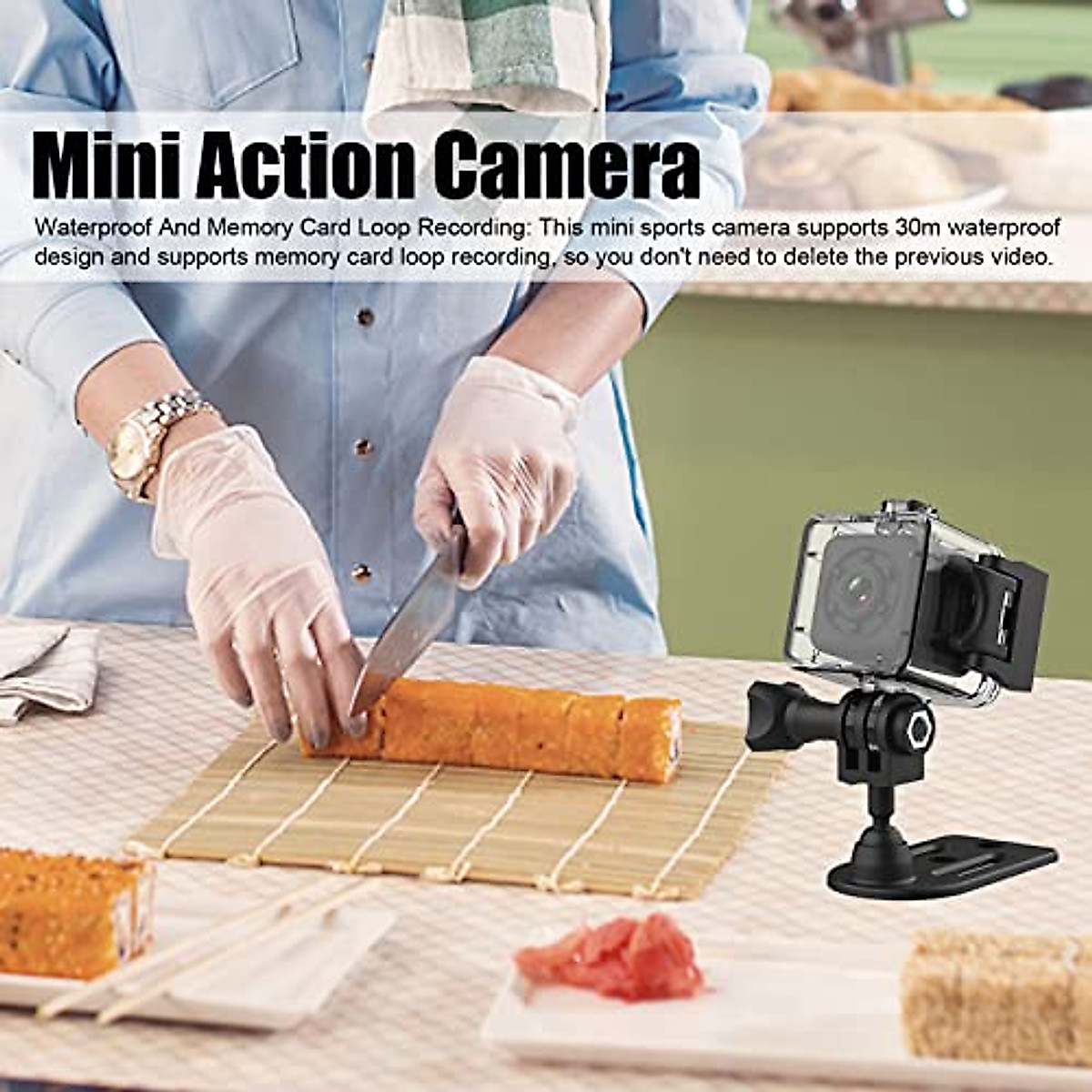 CUIFATI Action Camera with 6 Infrared Lights 30m Waterproof Design Memory Card Loop Recording 300mah Lithium Ion Battery Support WiFi Connection Suitable for Many Scenes.