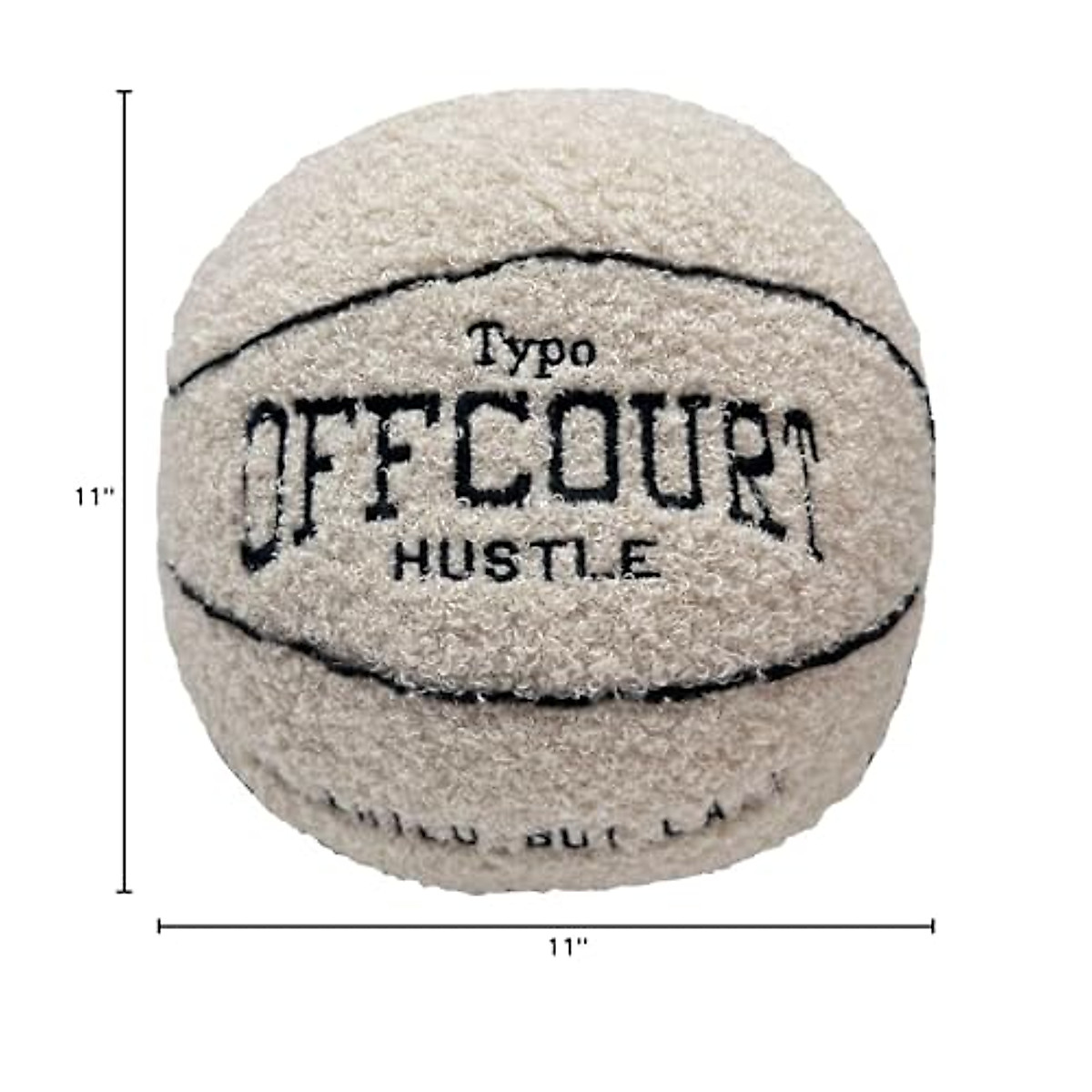 Tezimjia 2023 New Offcourt Basketball Pillow,11" Basketball Shaped Pillow Teddy Fleece Embroidered Basketball Throw Pillow Fuzzy Plush Toy Gifts for Kids Boys Girls (Beige)