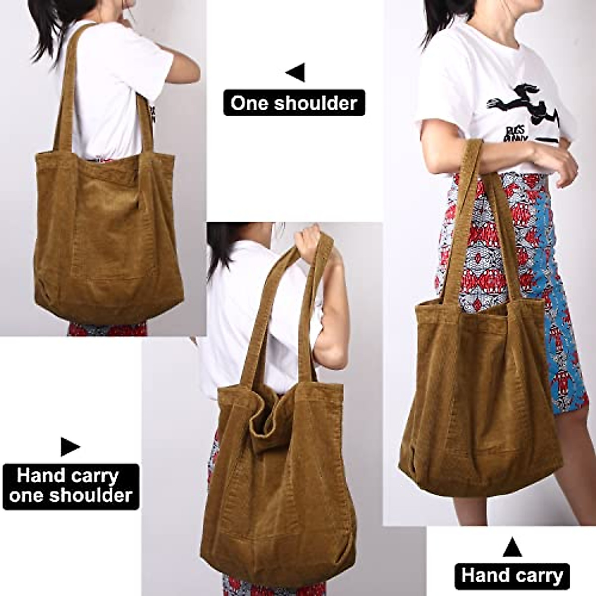 VIIVY VIYIV Women's Canvas Tote Bag Corduroy Large Capacity Shoulder Bag Satchel Hobo Shopping Bags College School Books Bag