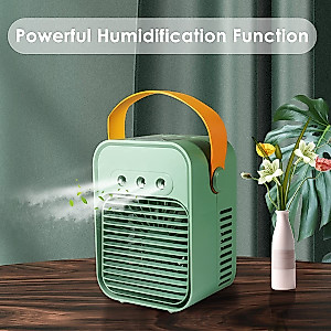 Portable Air Conditioner, Rechargeable USB Cordless Air Cooler, Personal Space Mini Evaporative Desk Fan, 3 Speeds Humidifier Misting Fan for Home, Office, Room