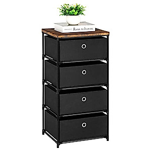HAITRAL Fabric Storage Chest, Drawer Clothes Organizer - 4 Drawers Storage Organizer Unit for Closet, Easy Assembly Closet Dresser for Dorm, Bedroom, Hallway, Storage Bins (Black)