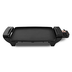 Elite Gourmet EGR-2722B Electric 10.5" x 8.5" Griddle, Cool-touch Handles Non-Stick Surface, Removable/Adjustable Thermostat, Skid Free-Rubber Feet, Black