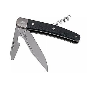 LionSTEEL JACK 3 Folding Knife + Multitool, Clip Point M390 Blade, Bottle Opener, Screwdriver, Corkscrew, Titanium Bolster with Slip Joint, Made in Italy (Black G10)