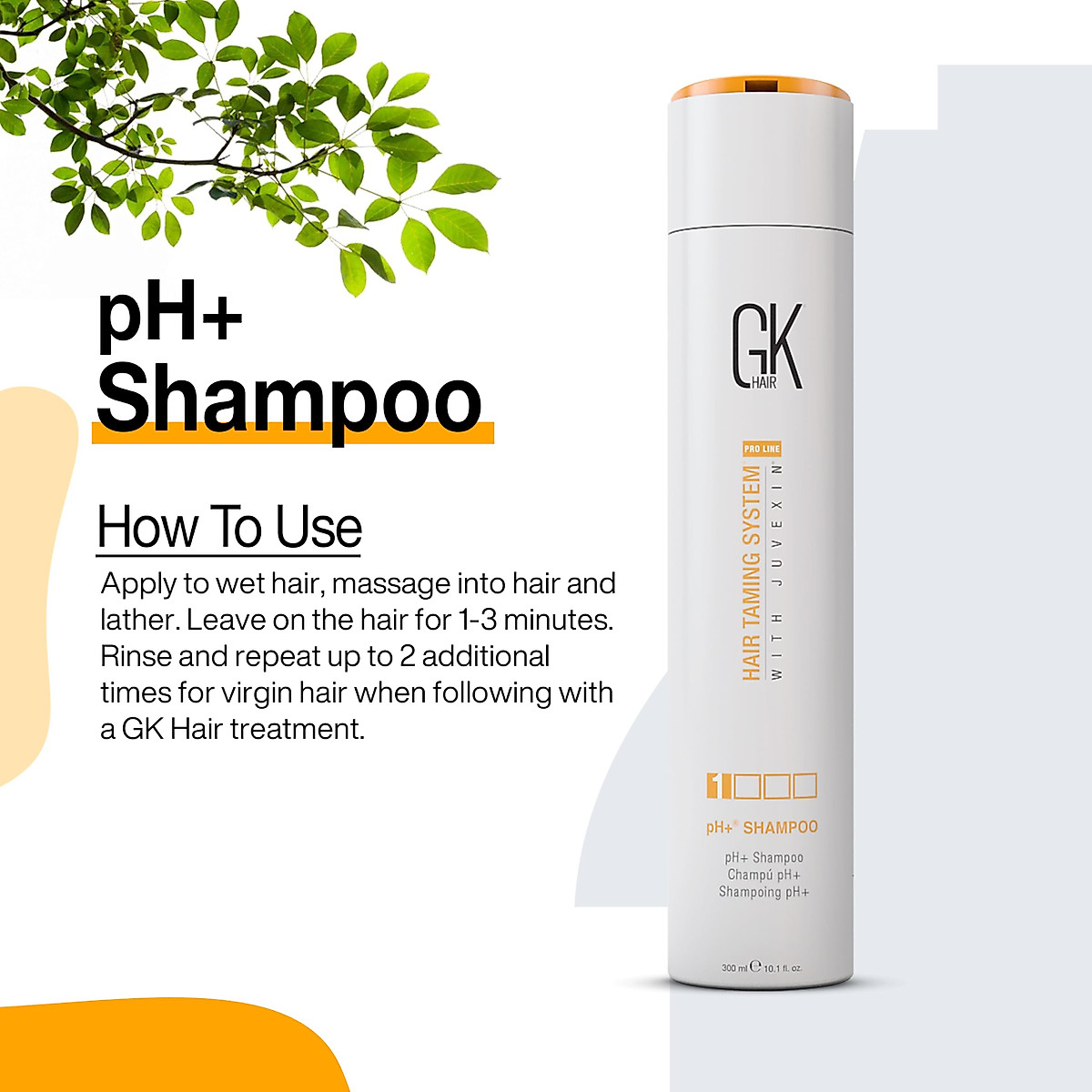 GK HAIR Global Keratin pH+ Pre-Treatment Clarifying Shampoo (10.1 Fl Oz/300ml) For Preps Hair Deep Cleansing,Removes Impurities -With Aloe Vera, Vitamins & Natural Oils All Hair Types Men and Women