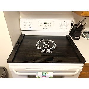 Rustic Stove Top Cover, Wooden Tray For Stove, Monogram Stove Cover, Stove Tray, Decorative Tray