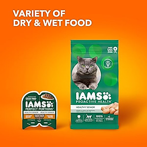 IAMS PROACTIVE HEALTH Healthy Senior Dry Cat Food with Chicken Cat Kibble, 7 lb. Bag