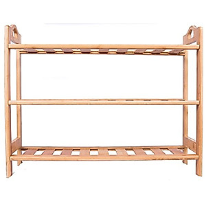 BirdRock Home 3 Tier Free Standing Shoe Rack with Handles - Natural Bamboo - Wood - Closets and Entryway - Storage Organizer Stand - Fits 9 Pairs of Shoes