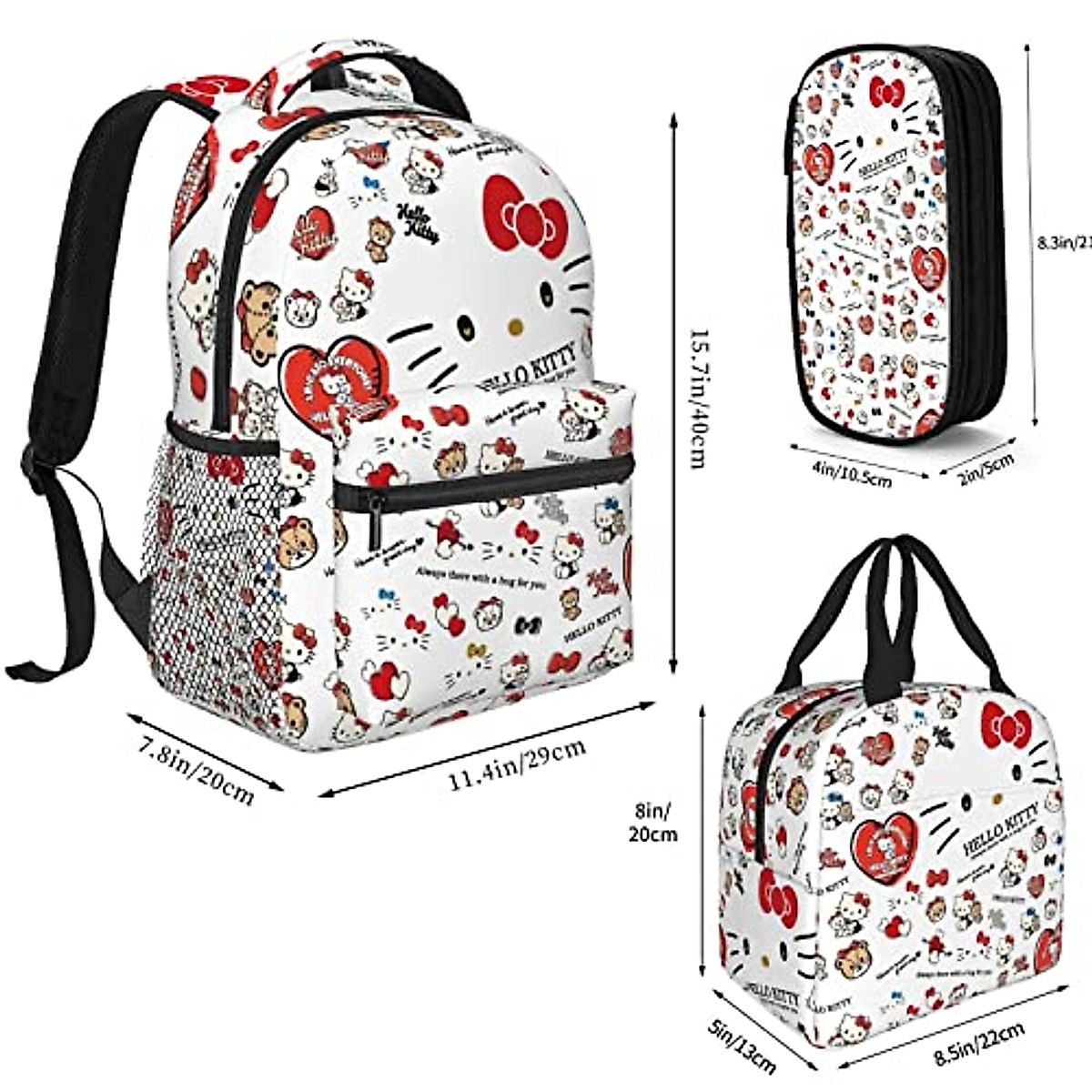 SANyom Anime Backpack Cartoon Cute Travel Backpack Notebook Backpack Set 3 Pieces Unisex